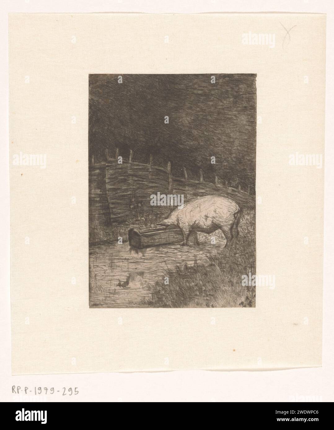 Big who eats from a trough, Richard Nicolaüs Roland Holst, 1886 print ...