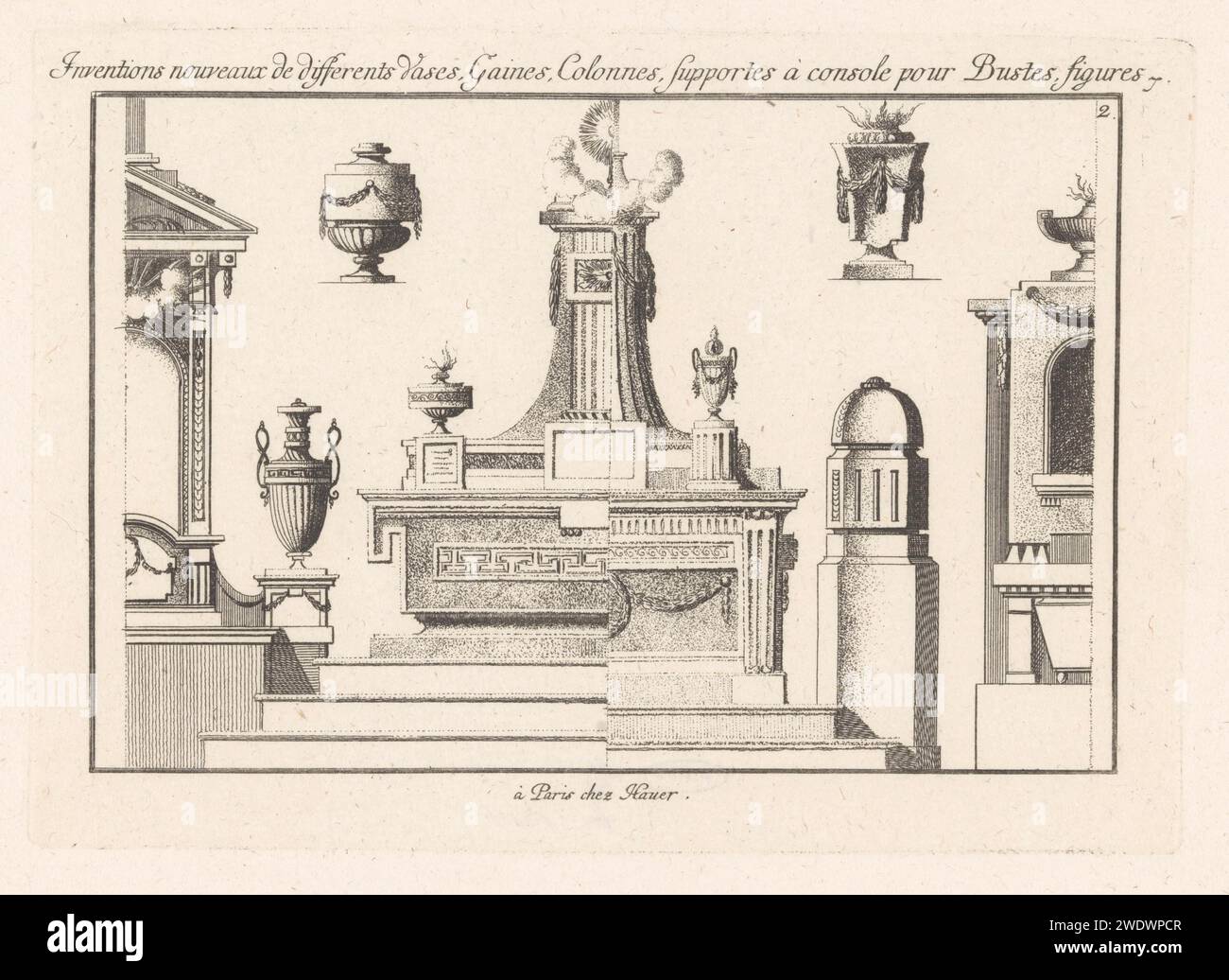 Funerary buildings and vases, Johann Thomas Hauer, 1781 print Vases and ...