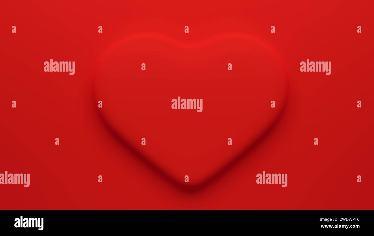 Red heart embossed from red background. Valentine day backdrop. 3d render illustration Stock ...