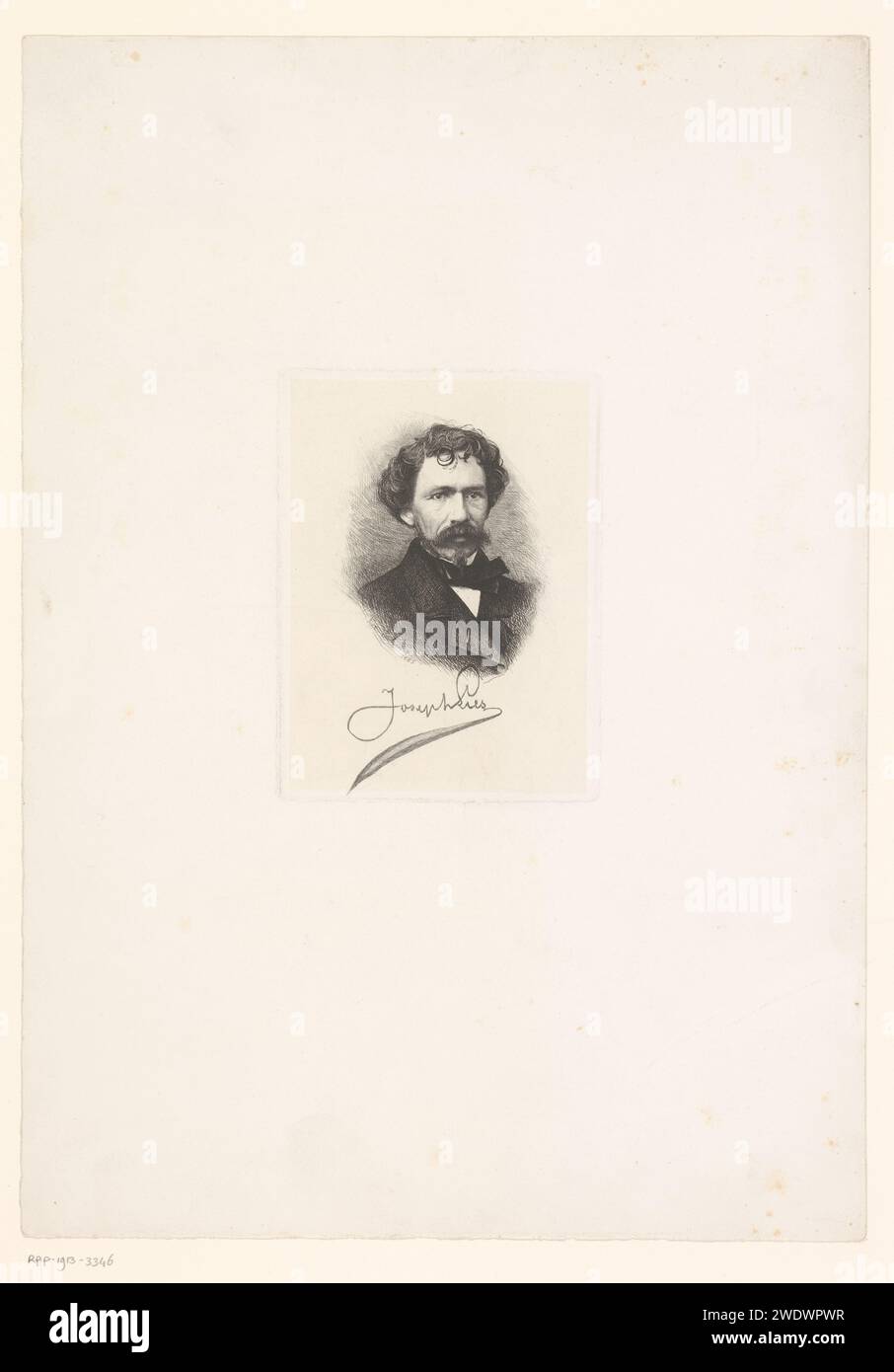 Portrait of Joseph Lies, Piet Verhaert, 1885 print paper. etching ...