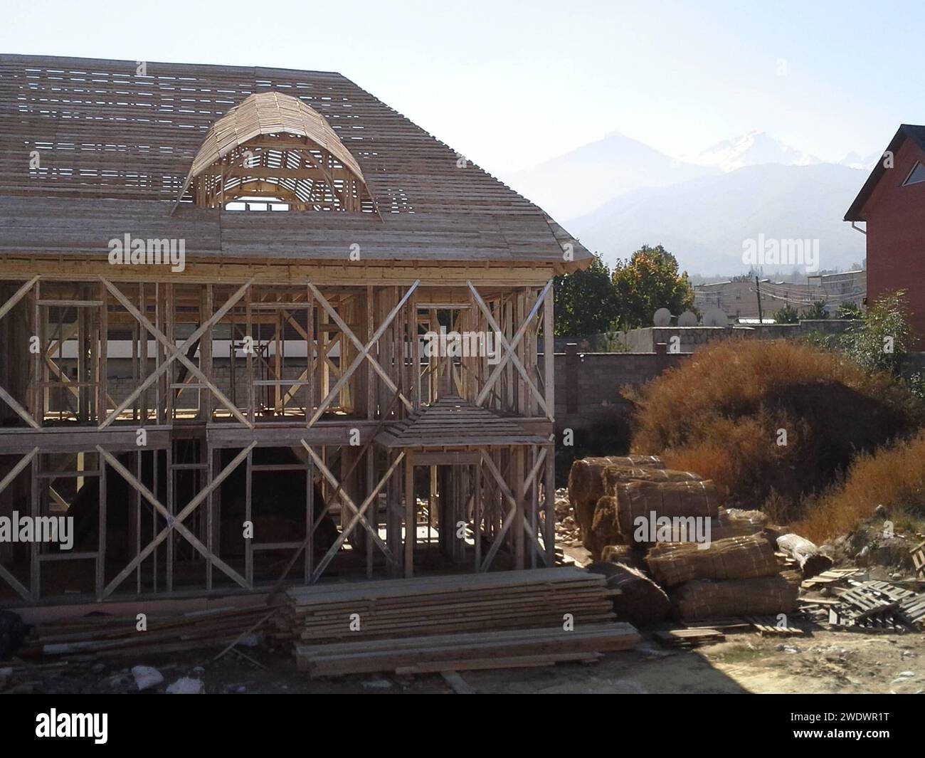 a wood connection or timber joint on a log house wood connection or ...