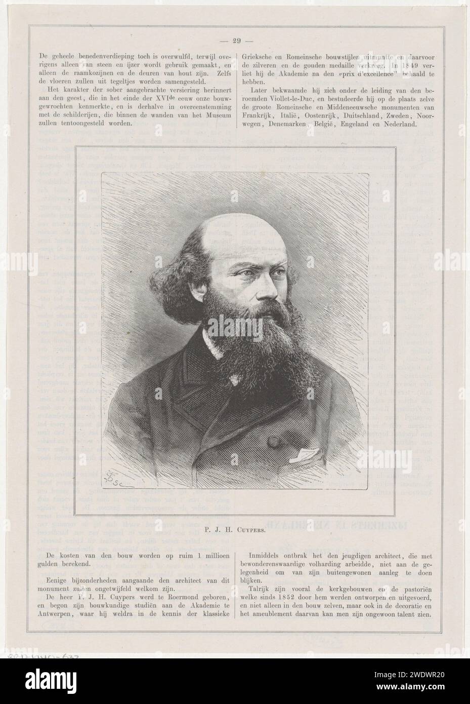 Portrait of Pierre Joseph Hubert Cuypers, Smeeton-Tilly, 1877 print ...