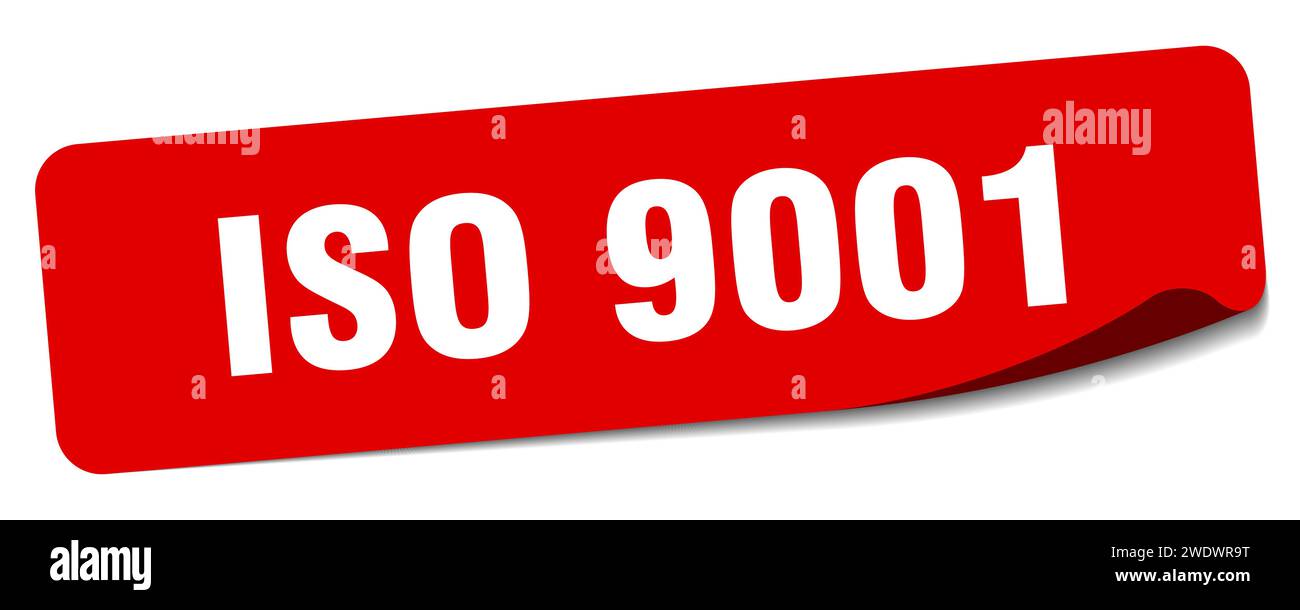 iso 9001 sticker. iso 9001 rectangular label isolated on white ...