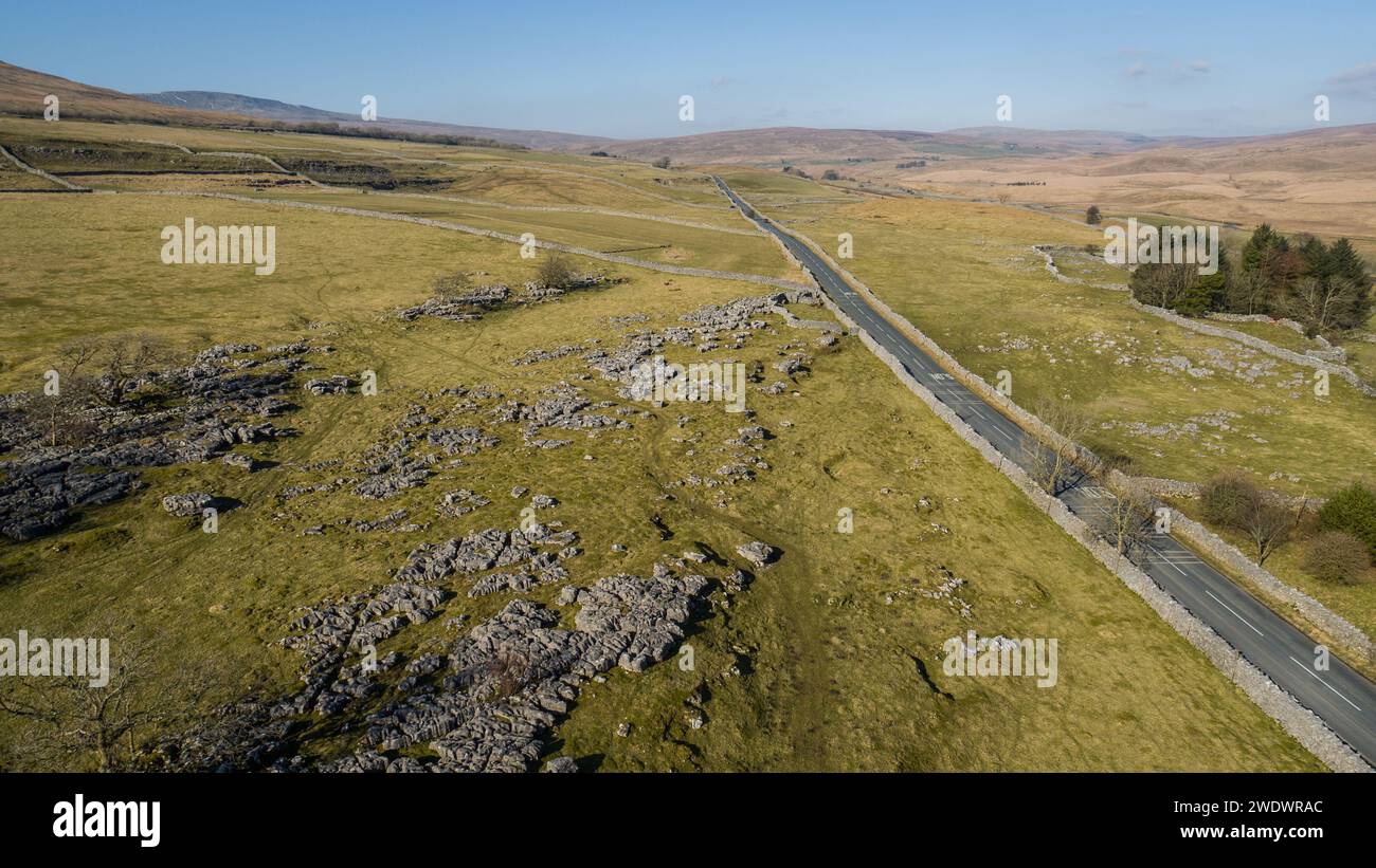 Aerial photo of the Yorkshire countryside with dry stone walls ...