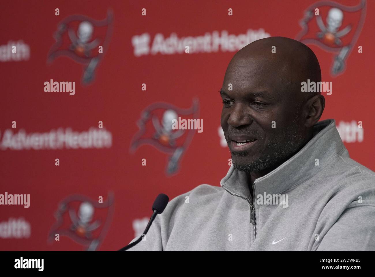 Tampa Bay Buccaneers head coach Todd Bowles speaks during an NFL ...