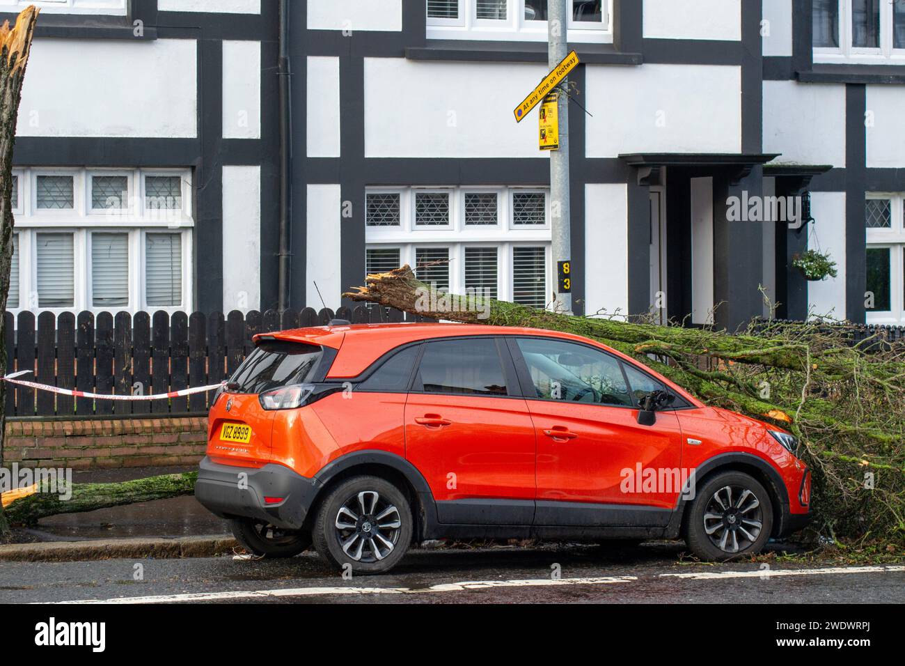 Belfast, United Kingdom, 22 01 2024, Car damaged on Lisburn Road during ...