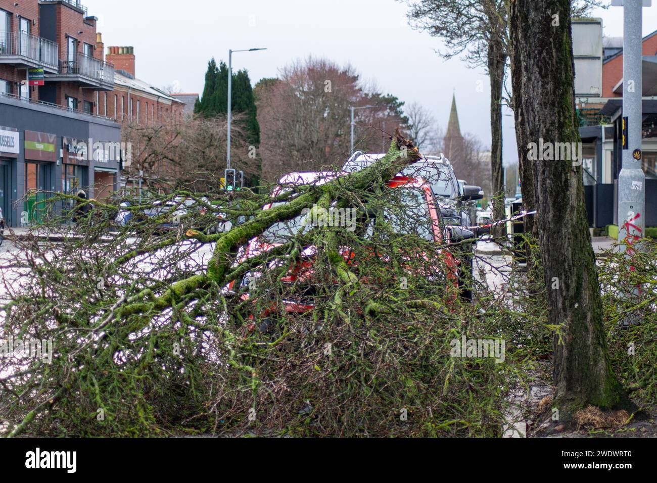 Belfast, United Kingdom, 22 01 2024, Car damaged on Lisburn Road during ...