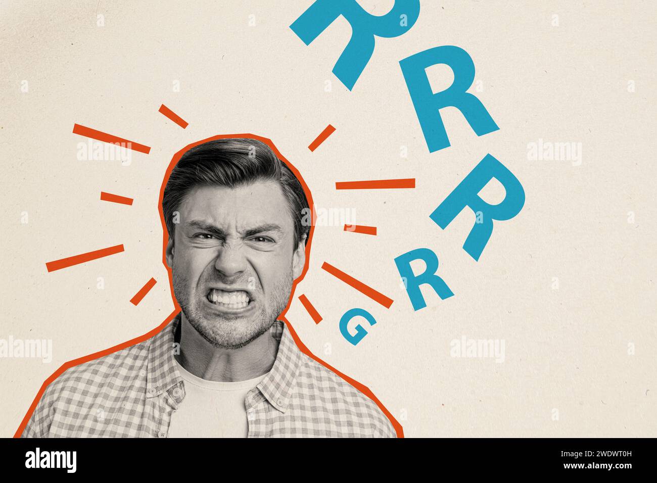 Composite collage image of angry man irritated growl annoyed face ...