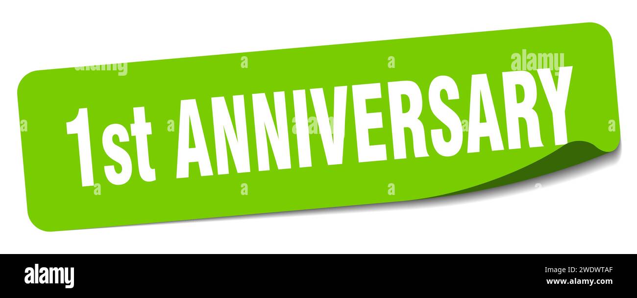 1st anniversary sticker. 1st anniversary rectangular label isolated on ...