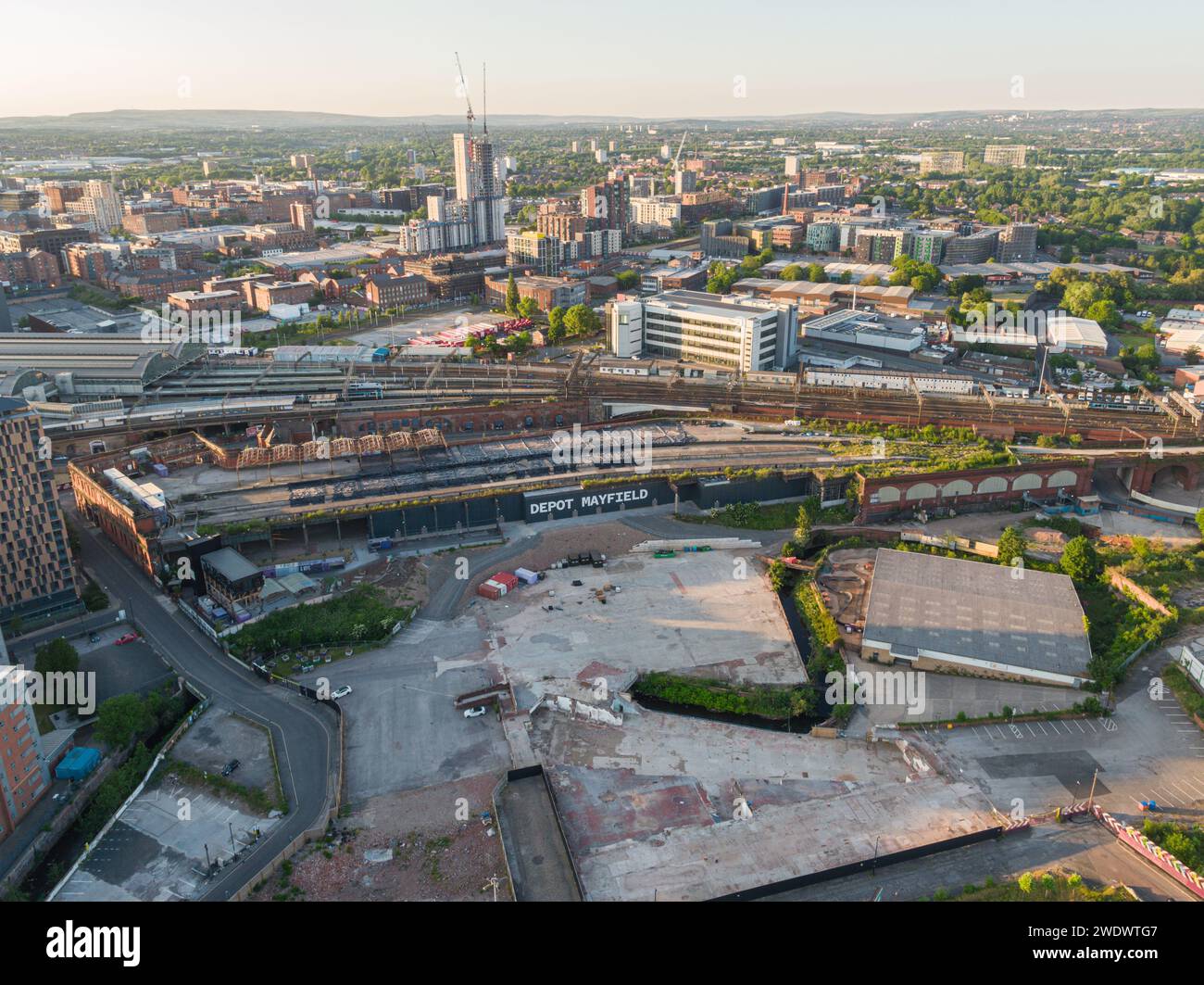 Aerial photograph of the Mayfield Park site prior to construction with ...