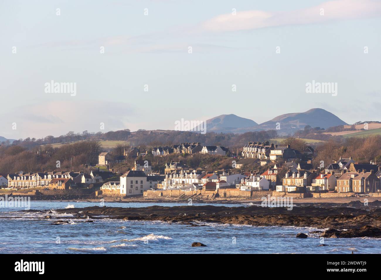 East and West Lomand Hill above the coastal village of Lower Largo in ...