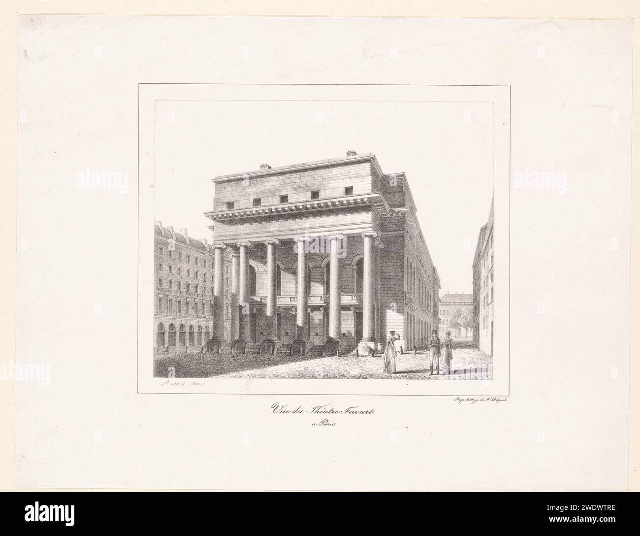 View of the Salle Favart in Paris, Jean Baptiste Arnout, 1820 print ...