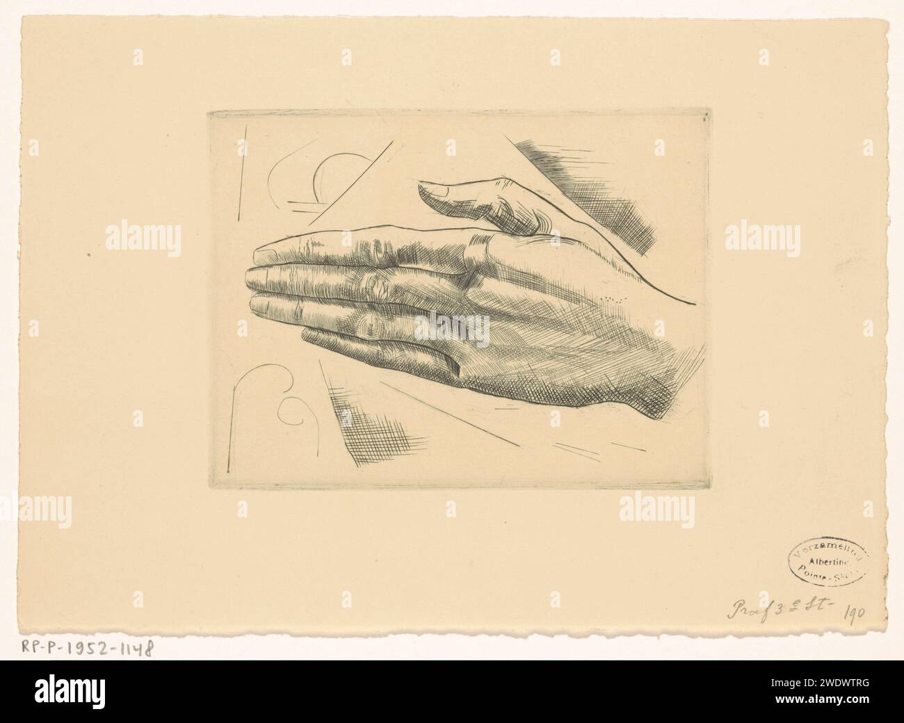 Hand, Lodewijk Schelfhout, 1932 print paper drypoint fingers closed ...