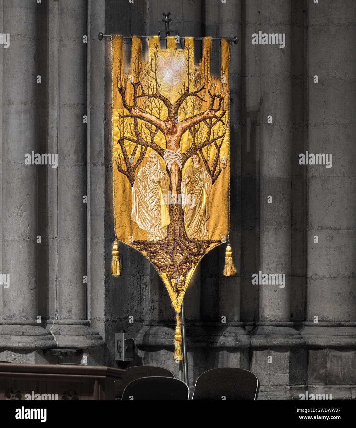 Tree of life, a banner depicting the crucifixion of Jesus Christ, in ...