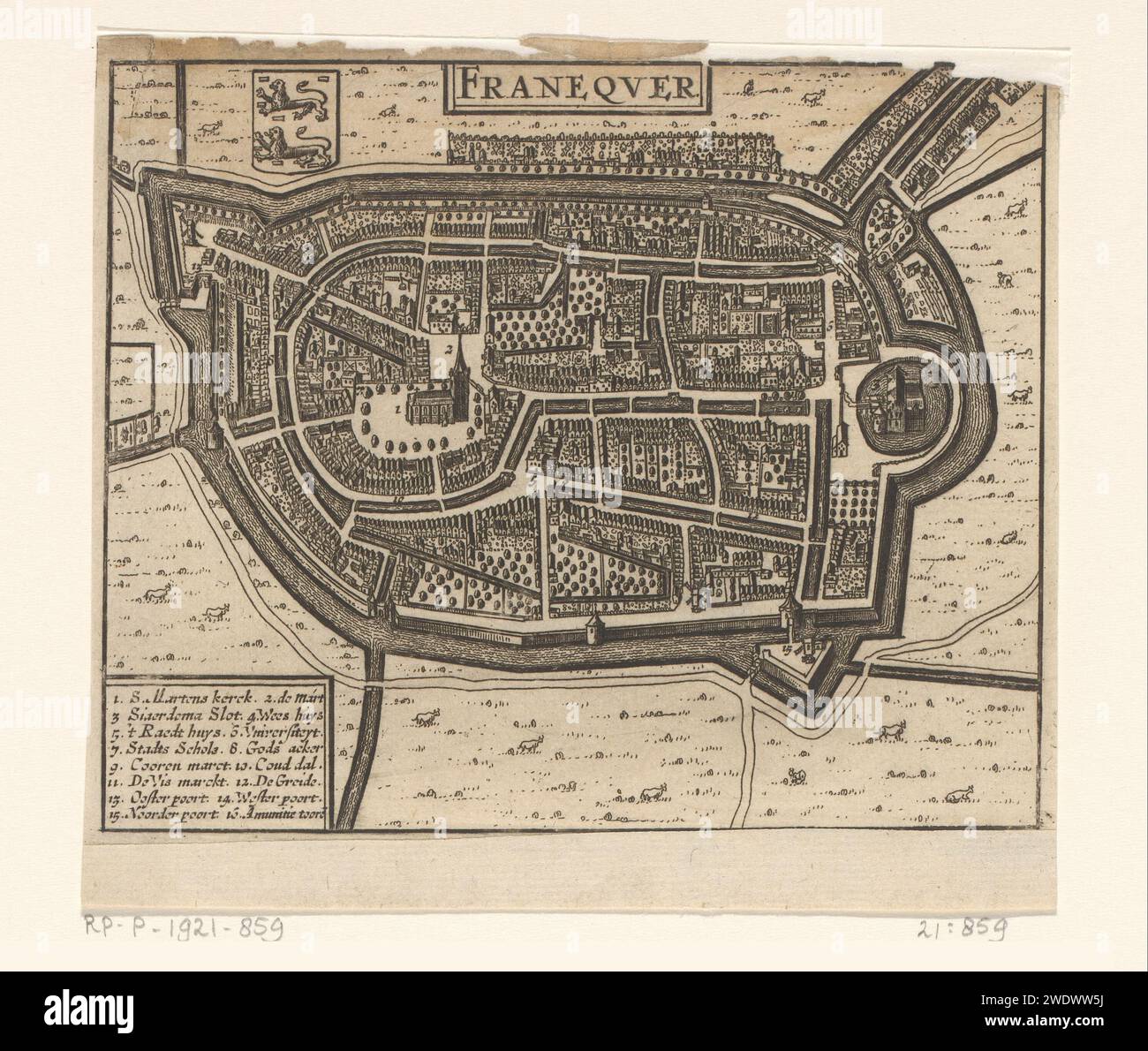 Map of Franeker, Anonymous, 1652 - 1662 print Map of Franeker, with the ...