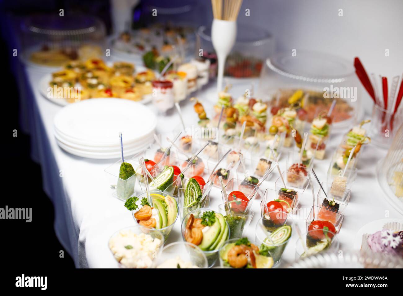 buffet table with toasts and snacks and desserts Stock Photo - Alamy
