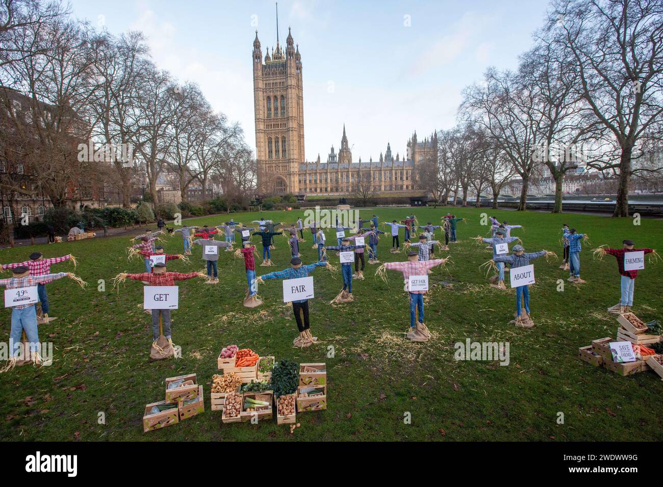 London, England, UK. 22nd Jan, 2024. Scarecrows standing outside ...