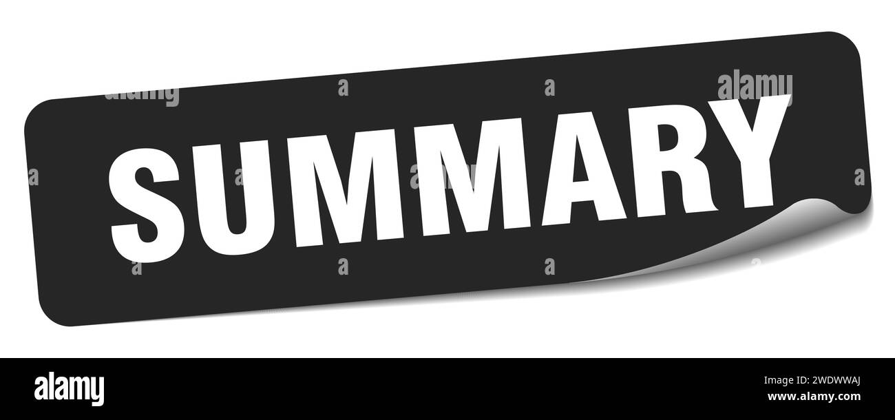 summary sticker. summary rectangular label isolated on white background ...