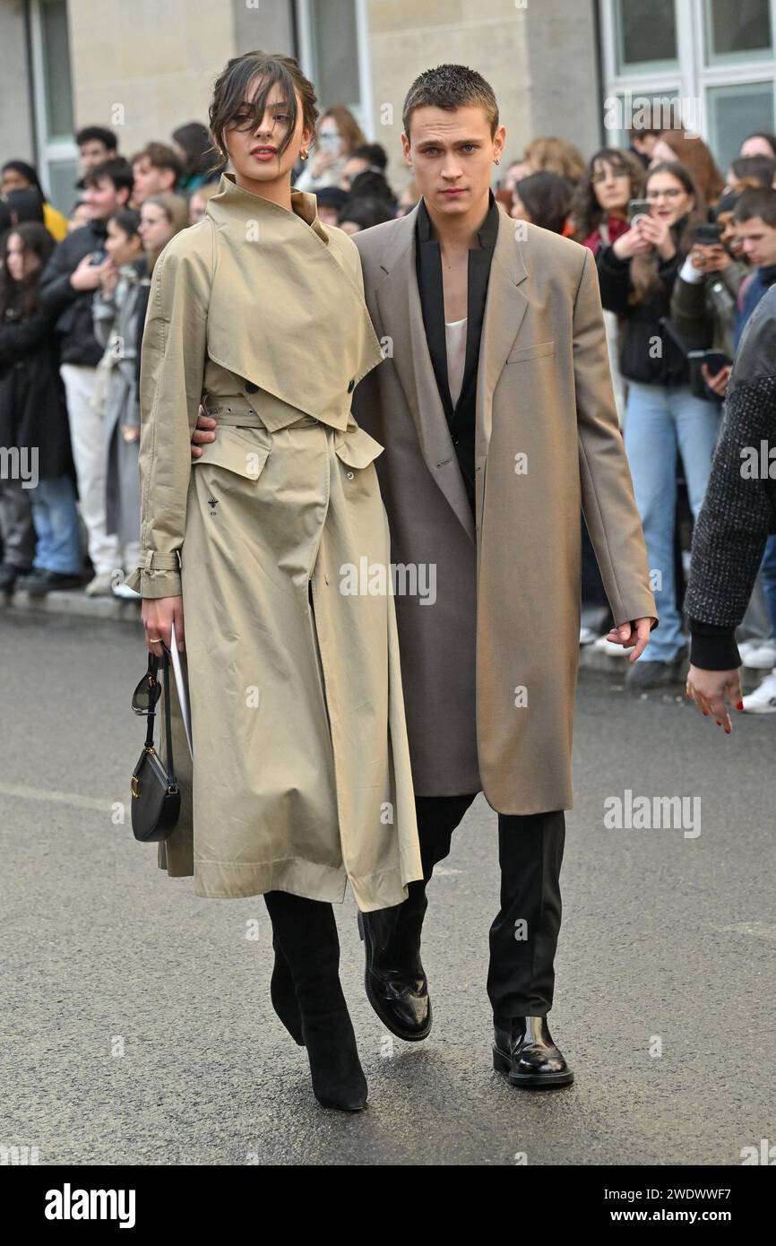 Paris, France. 22nd Jan, 2024. Deva Cassel, Saul Nanni arriving at Dior ...