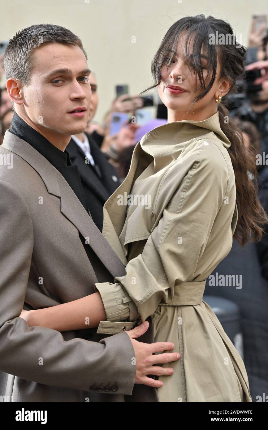 Paris, France. 22nd Jan, 2024. Deva Cassel, Saul Nanni arriving at Dior ...