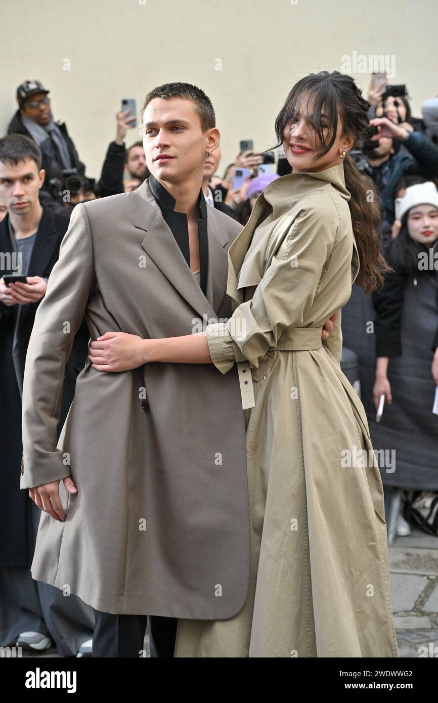Paris, France. 22nd Jan, 2024. Deva Cassel, Saul Nanni arriving at Dior ...