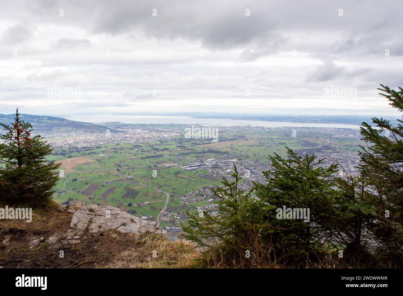 View from summit cross at Hohenems, Vorarlberg, via ferrata Stock Photo ...
