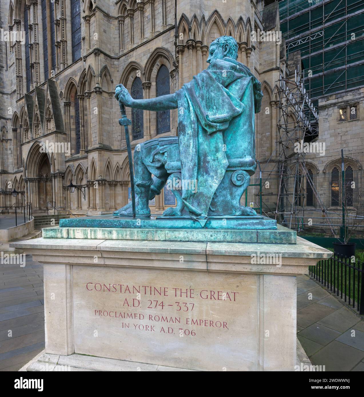 Statue to the roman emperor Constantine, outside the medieval english ...