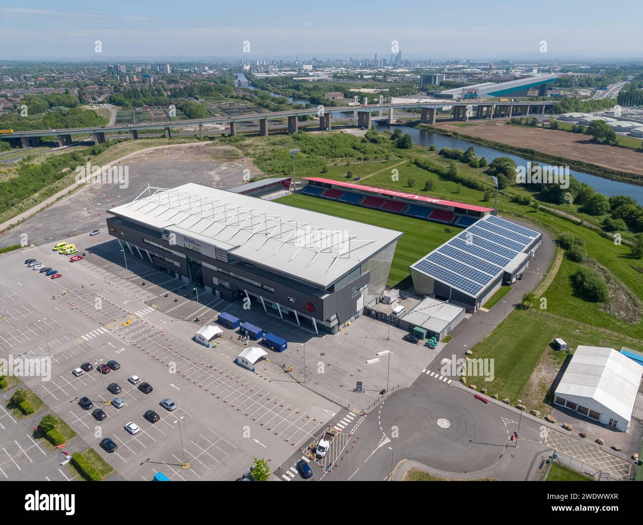 The AJ Bell Stadium, home of Rugby League's Salford Red Devils and ...