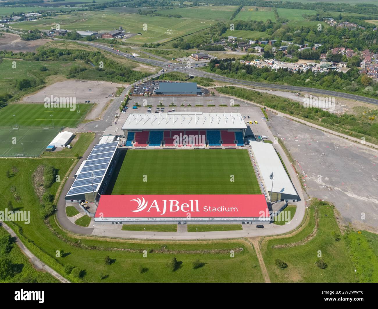 Aerial photograph of the AJ Bell Stadium, home of Rugby League's ...