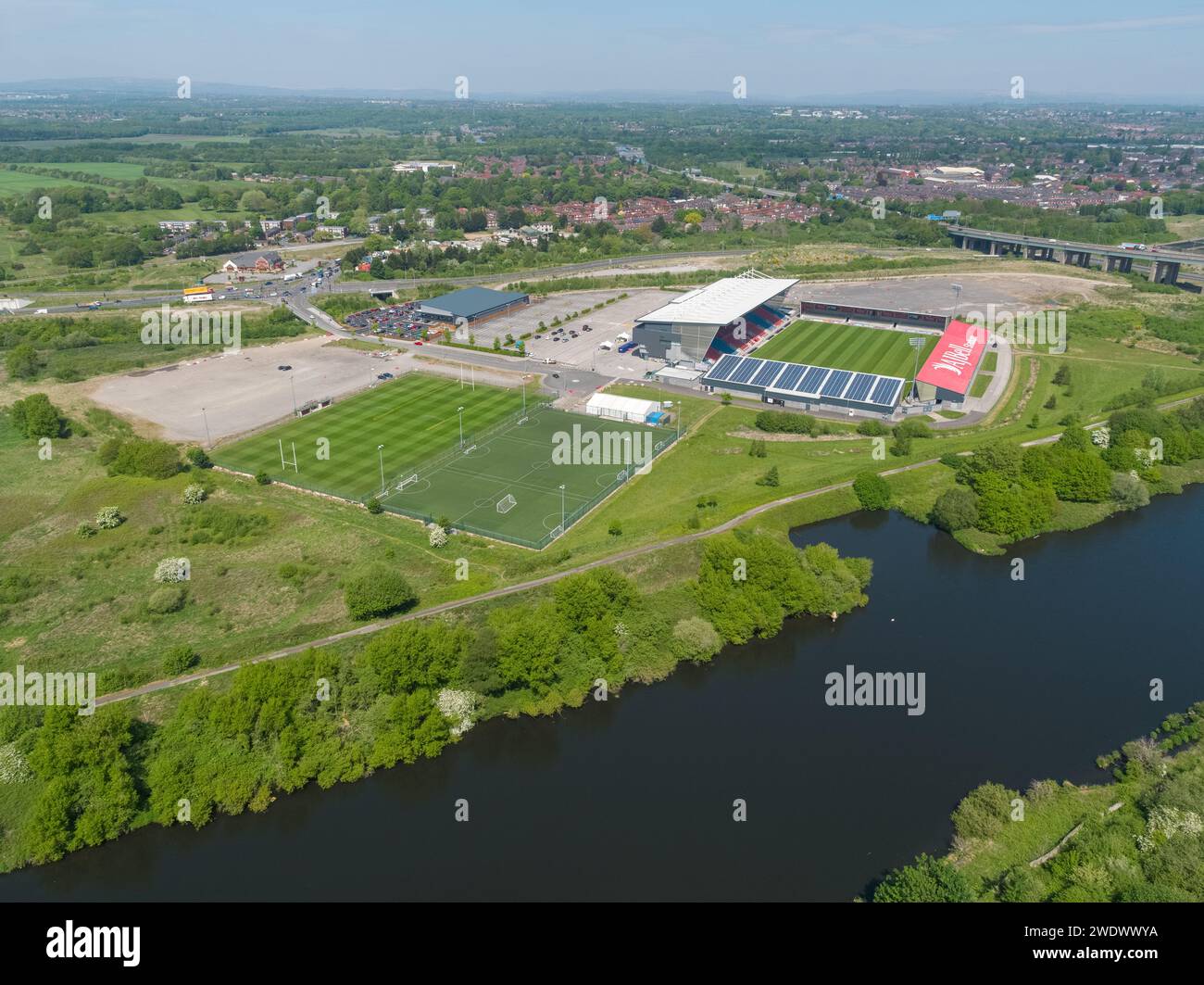Aerial image of the AJ Bell Stadium, home of Rugby League's Salford Red ...