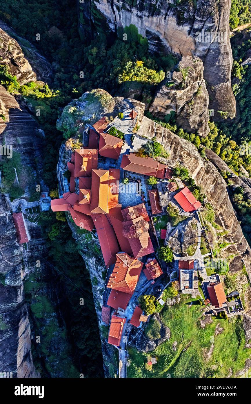 Top down view of the Great Meteoron ("Megalo Meteoro") monastery ...