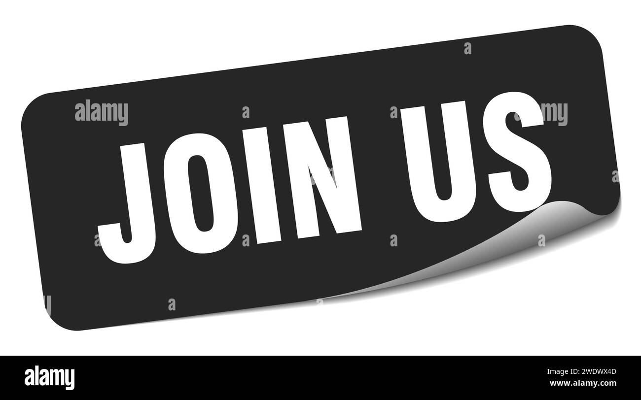 join us sticker. join us rectangular label isolated on white background ...