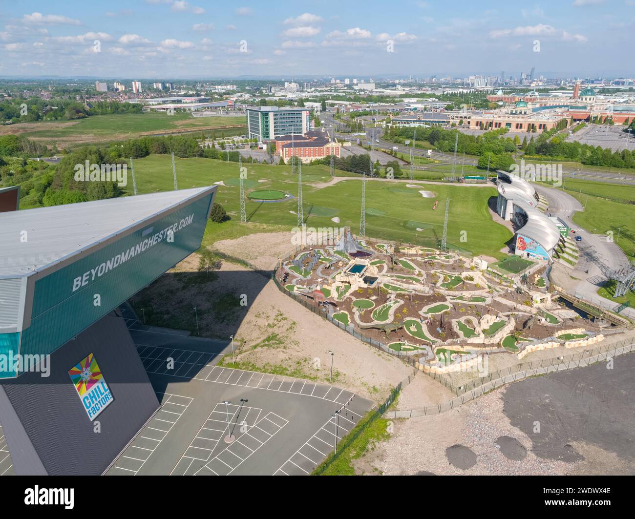 Aerial photograph of Chill Factore at Beyond, Dino Falls adventure golf ...