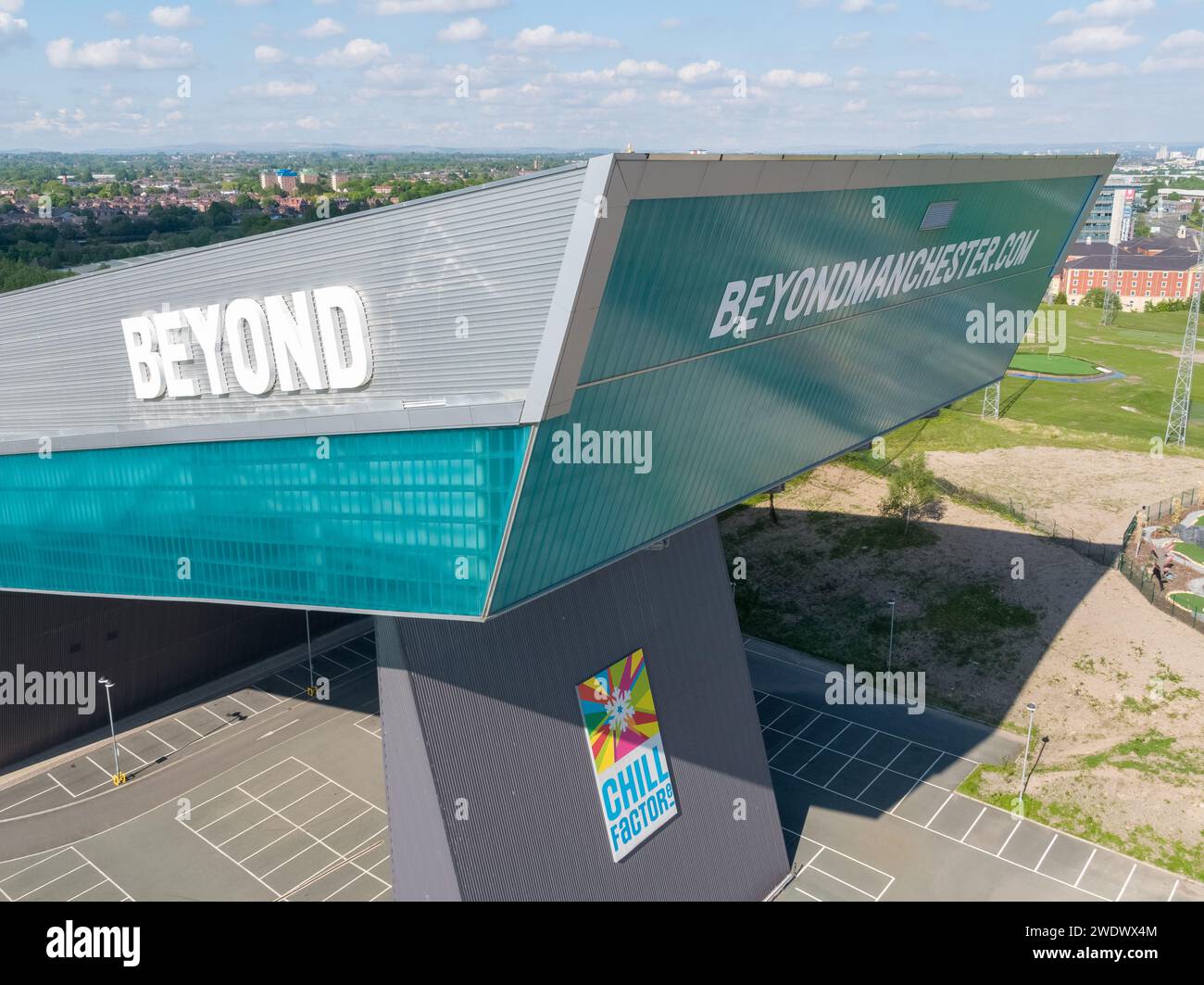 Aerial photograph of the Chill Factore indoor ski / snowboard slope at ...