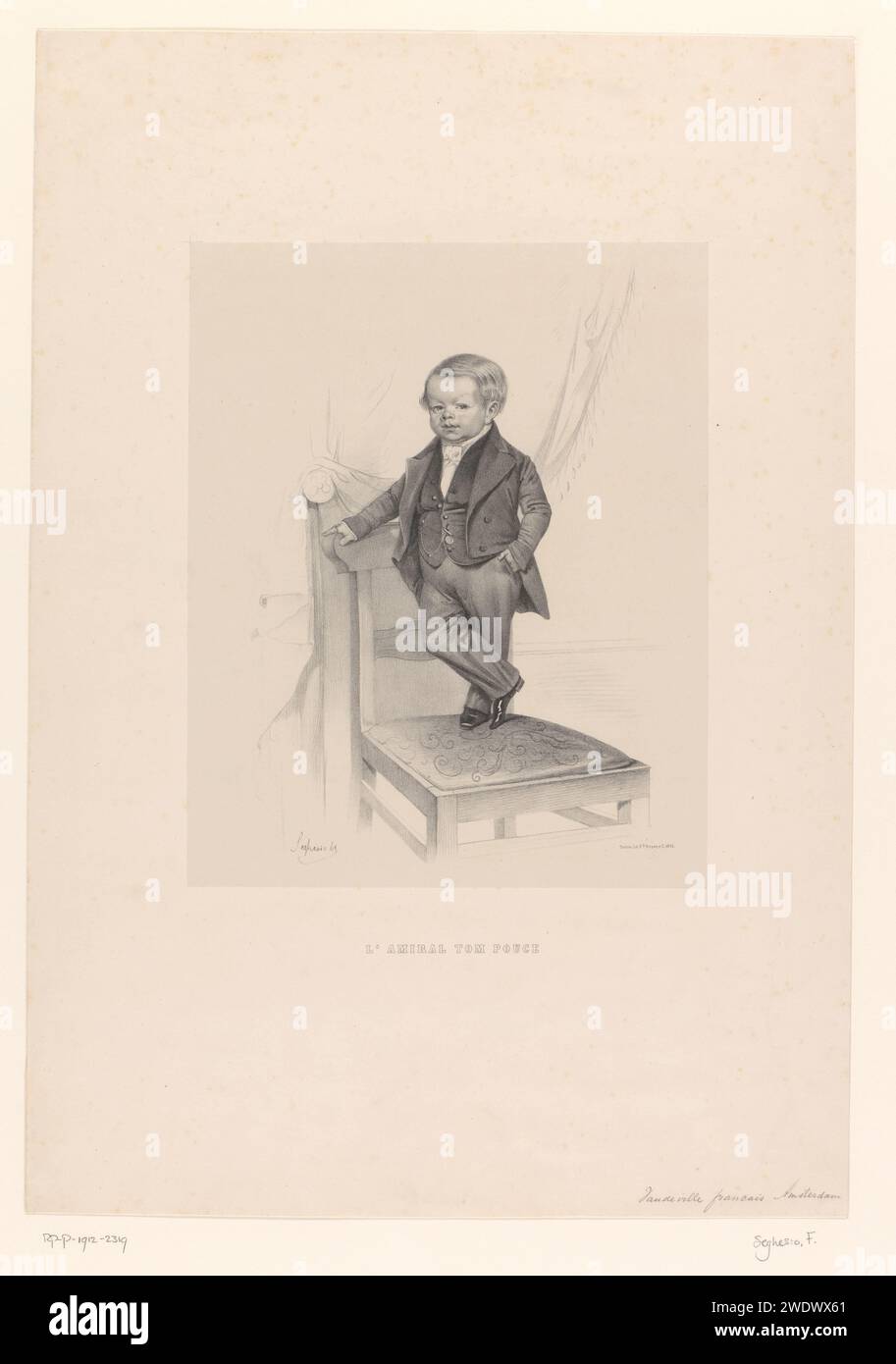 Portrait of Jan Hannema, aka Admiraal Tom Pouce, Felice Seghesio, 1852 ...