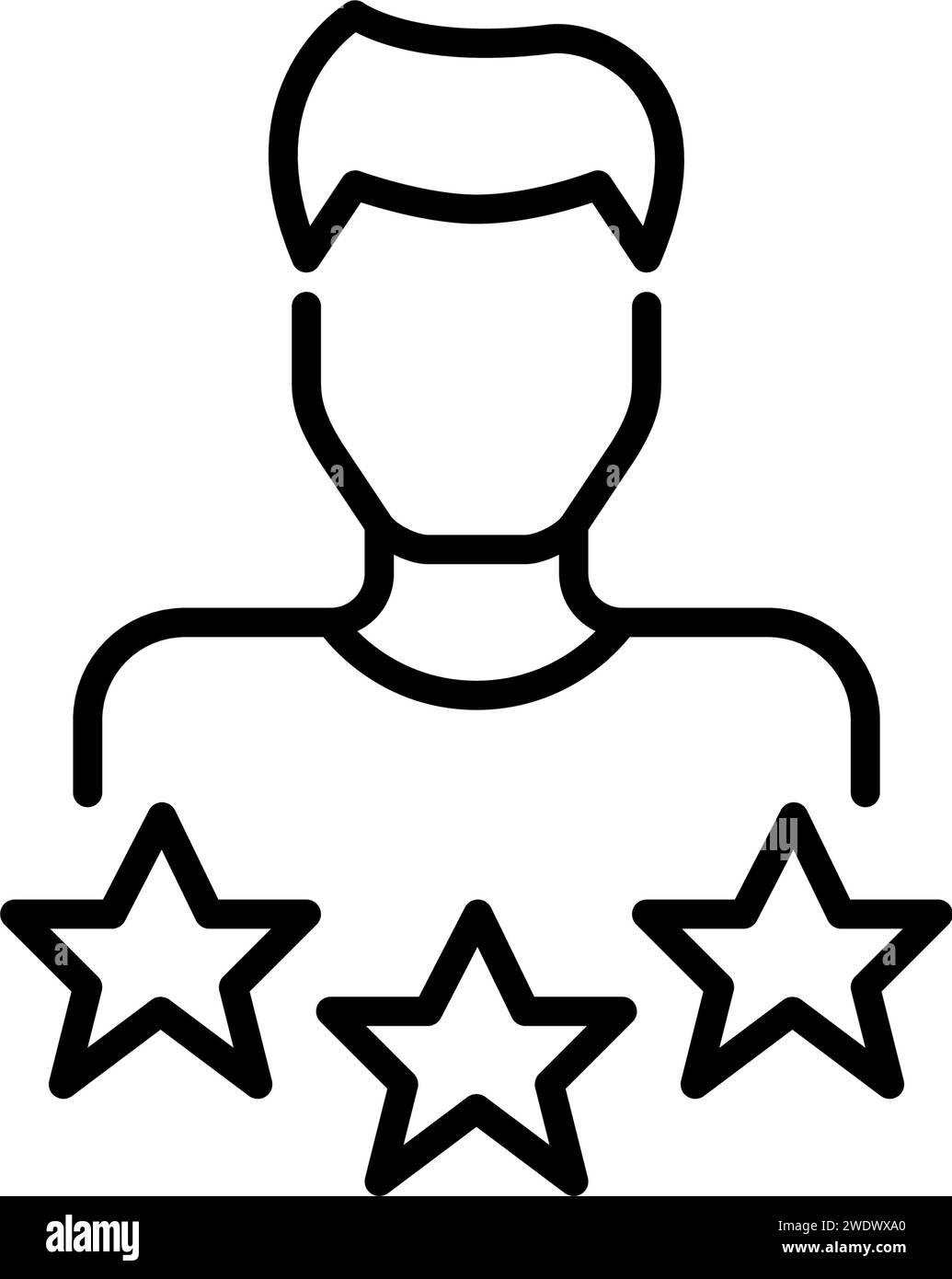 Man user profile picture with three stars. Pixel perfect icon Stock ...