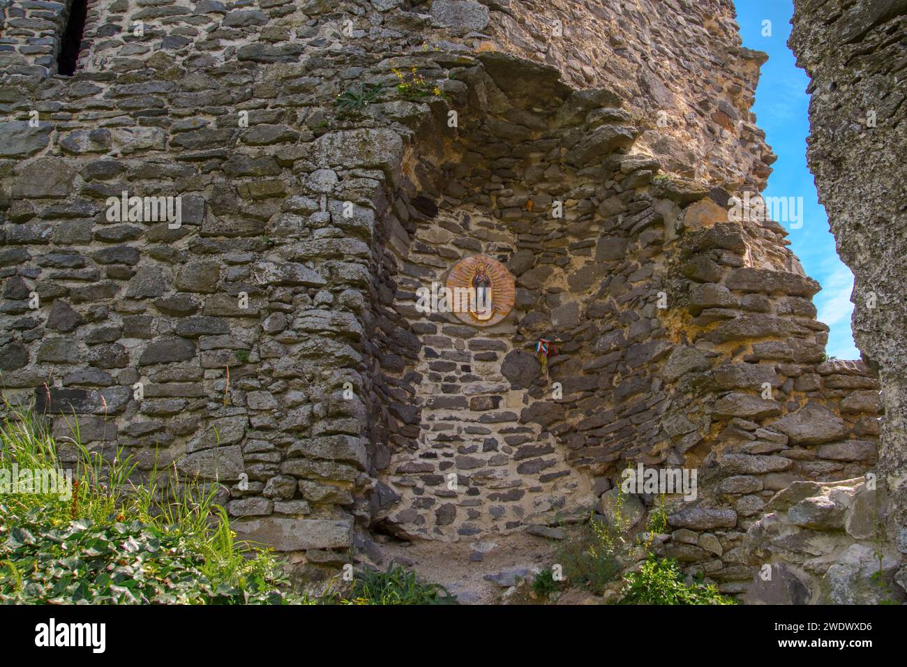 Ruins of the medieval castle on the Mount of Somlo in Hungary in Summer ...