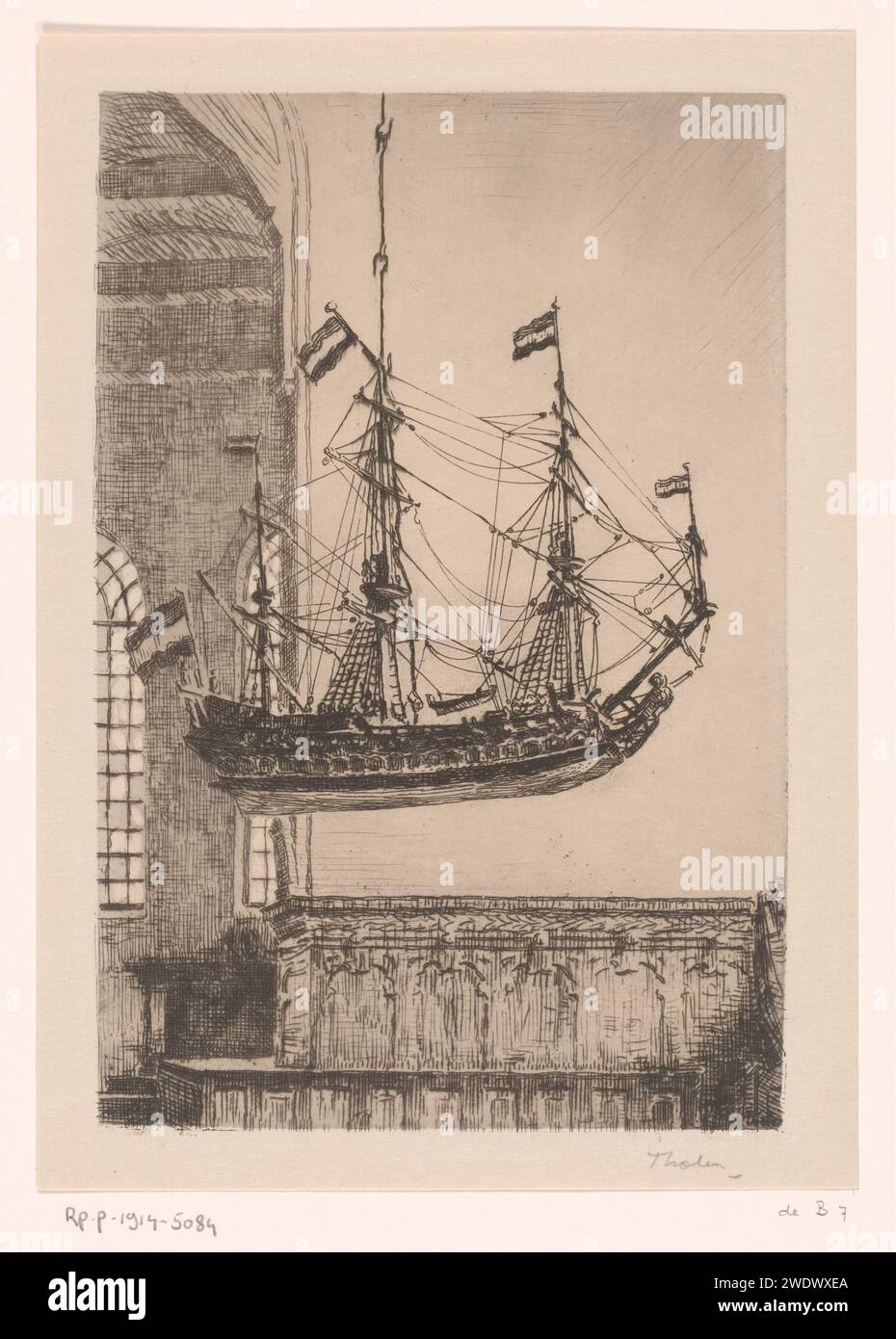 Ship model in the Grote Kerk, in Blokzijl, Willem Bastiaan Tholen, 1870 ...
