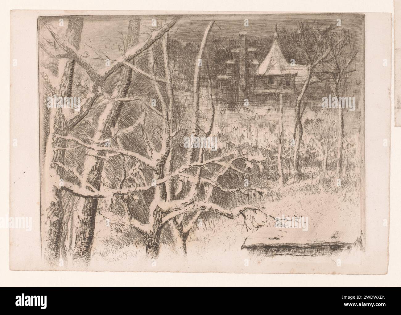 Snow landscape with castle, Charles Verlat, 1834 - 1890 print paper ...