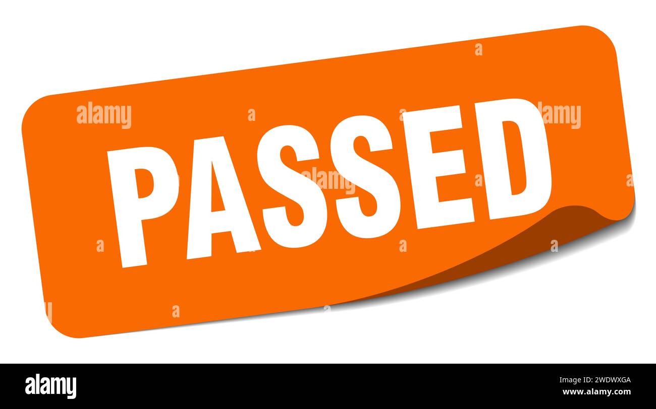 passed sticker. passed rectangular label isolated on white background ...