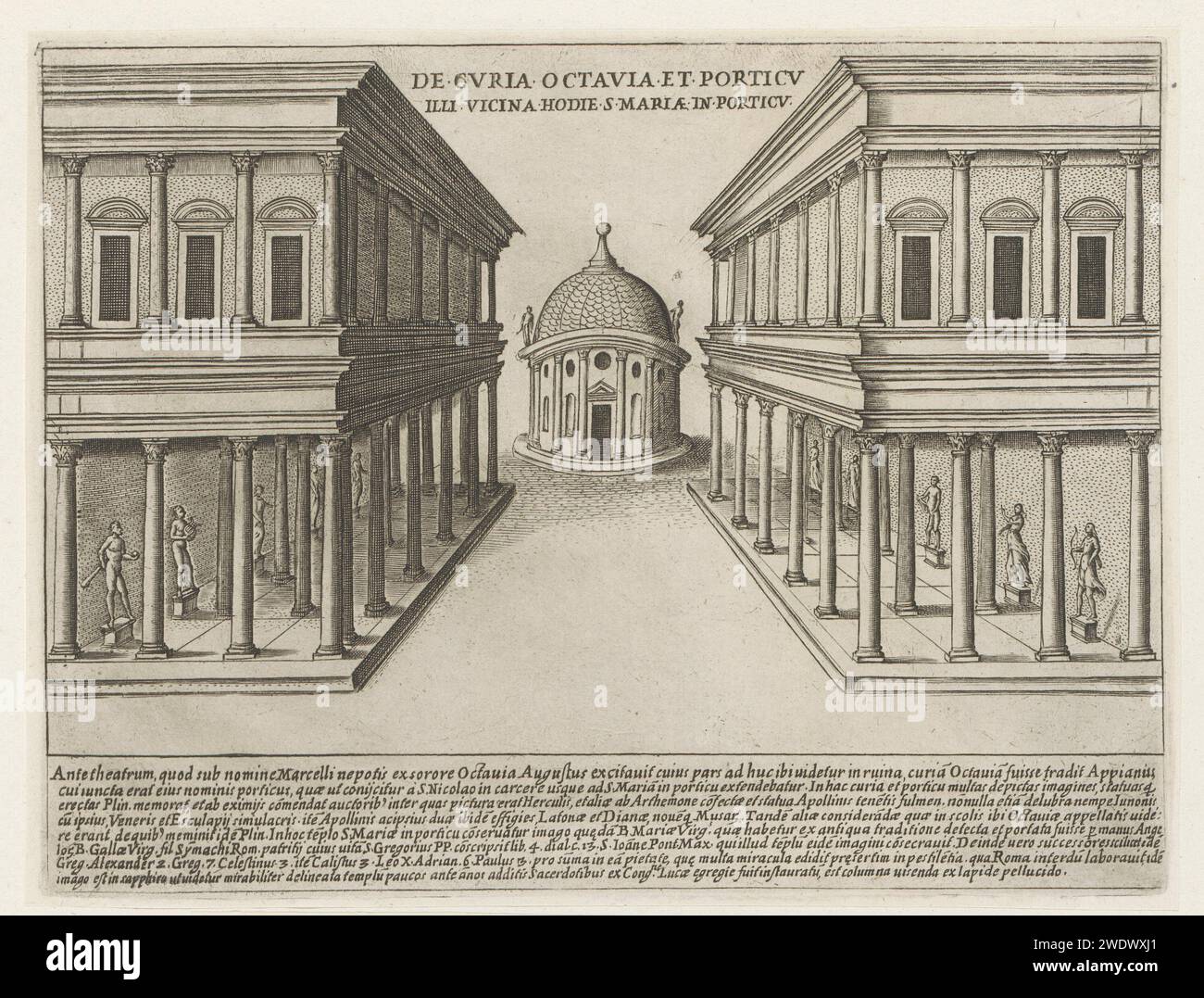 On the court of the porch van Octavia Te Rome, Giacomo Lauro, 1612 ...