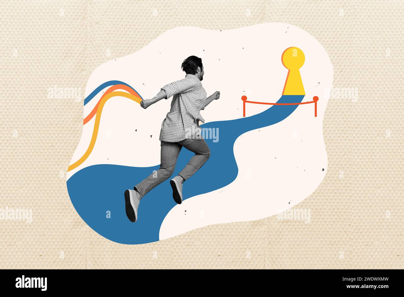 Horizontal creative poster photo collage of ambitious motivated young ...