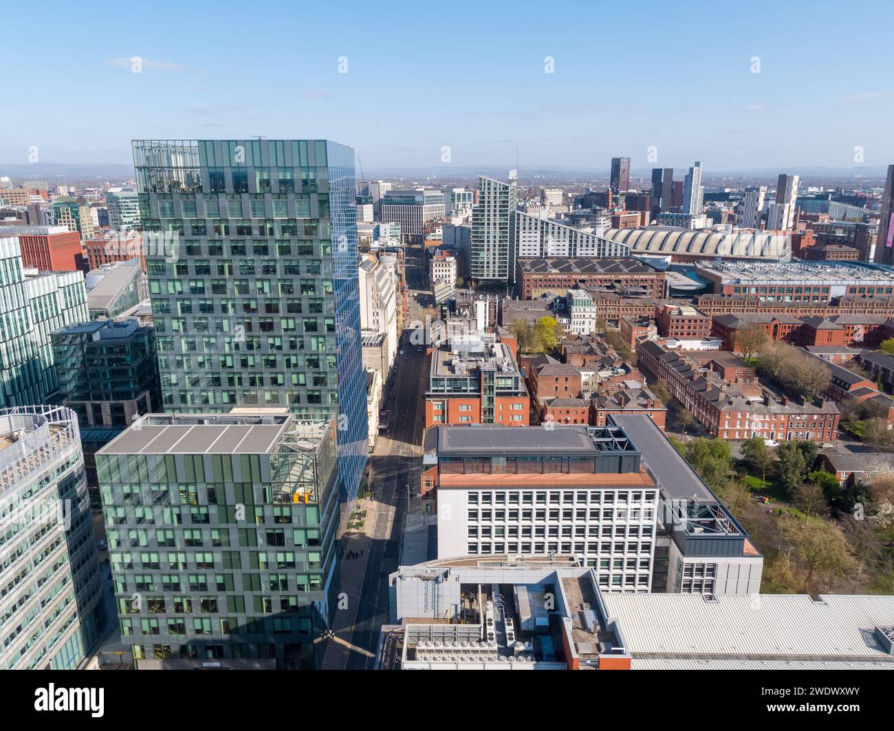 Aerial photograph of One Spinningfields looking over St John's with ...