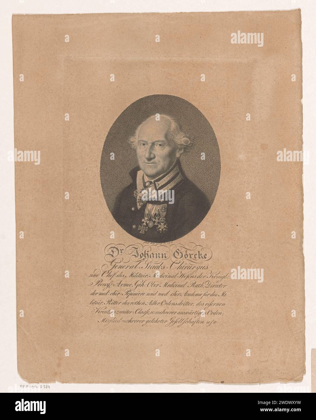 Portrait van Johann Goercke, Johann Friedrich Bolt, 1816 print Berlin ...