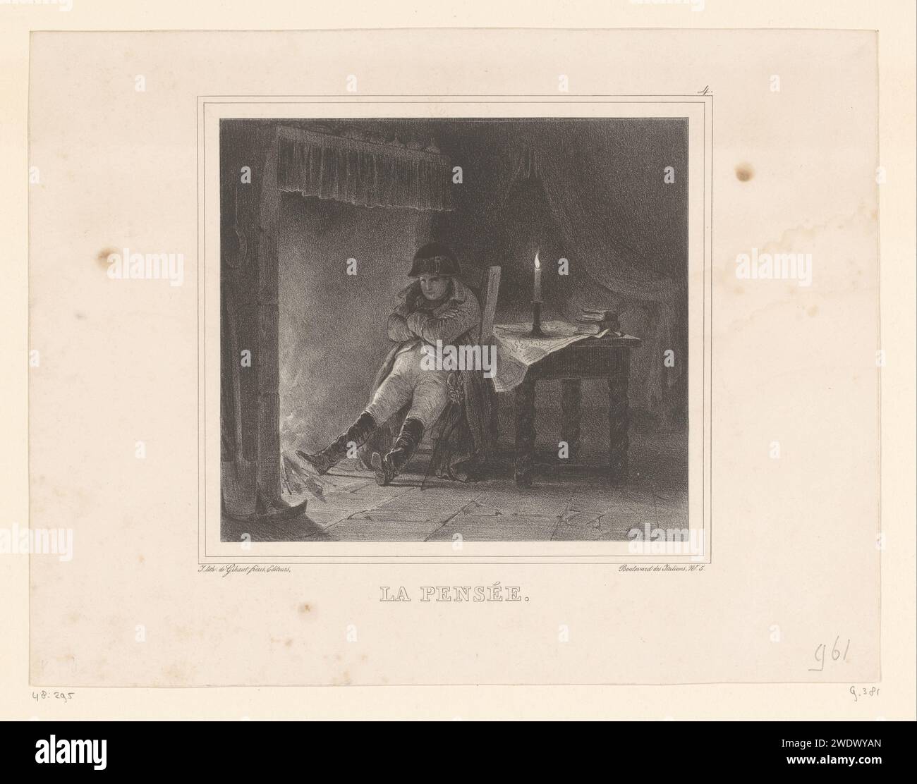 Napoleon is sitting with arms over each other on a chair for a ...