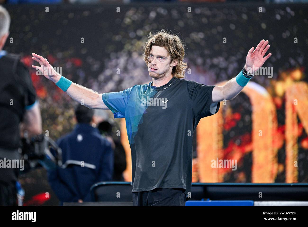 Melbourne, Australia. 21st Jan, 2024. Andrey Rublev of Russia during ...