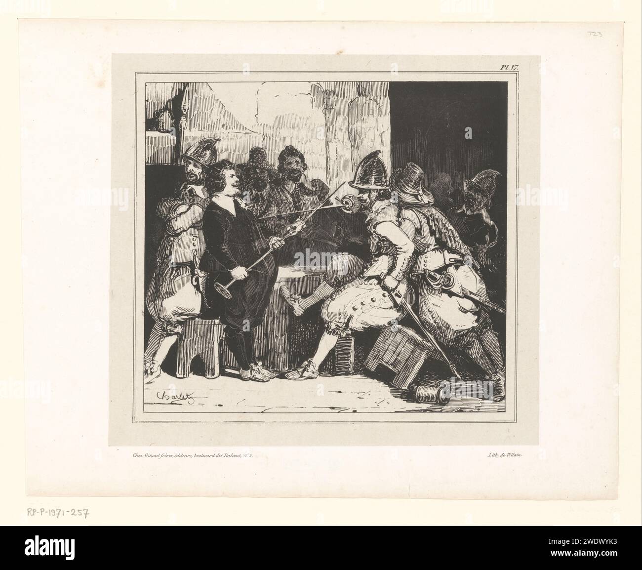 Herbergier crosses the swords with a soldier, Nicolas Toussaint Charlet ...
