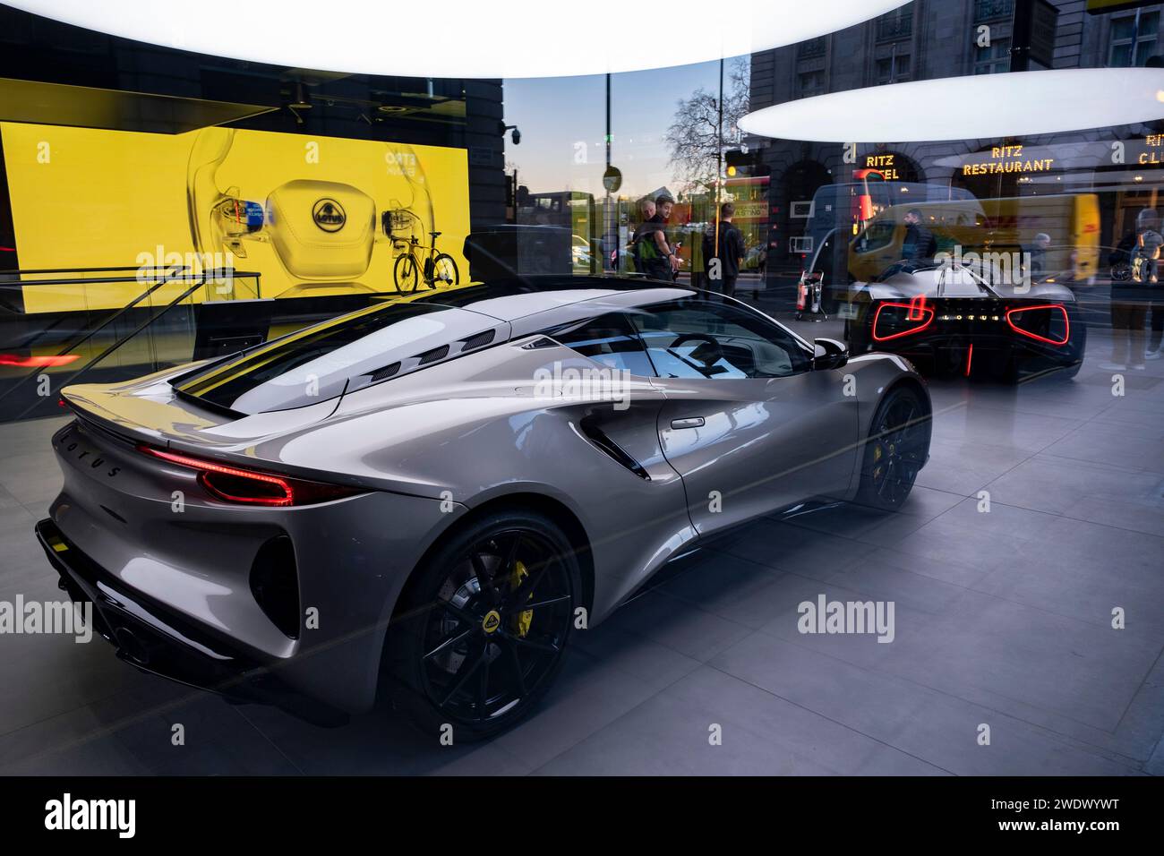 Lotus car showroom displaying the new fully electric vehicles in ...