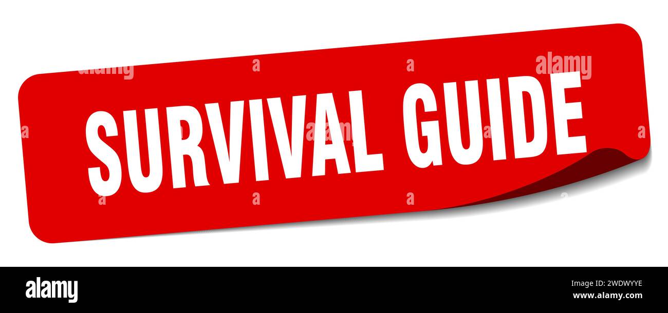 survival guide sticker. survival guide rectangular label isolated on ...
