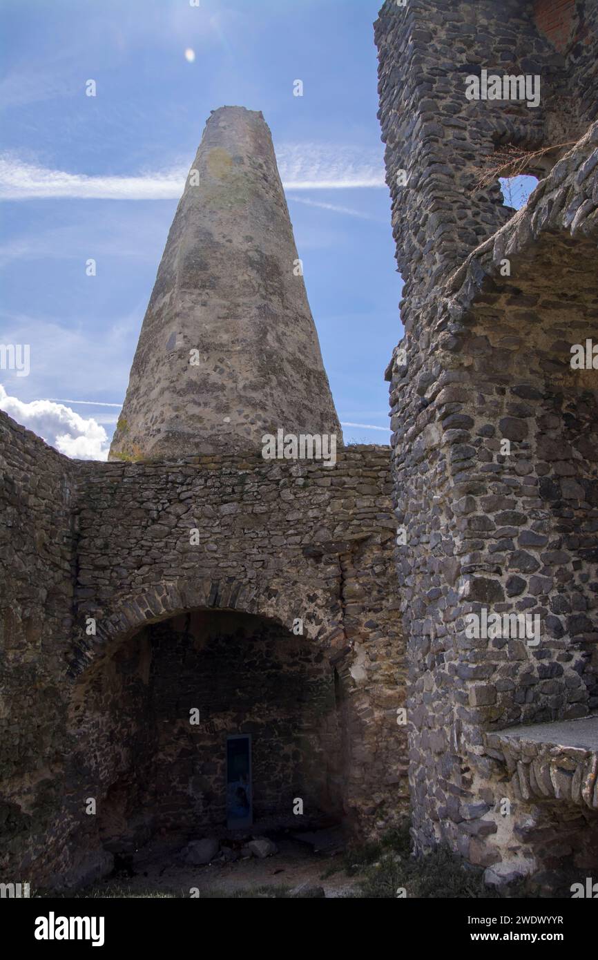 Ruins of the medieval castle on the Mount of Somlo in Hungary in Summer ...